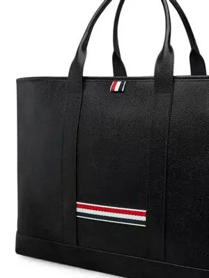 Thom Browne Calfskin Leather Medium Tote Bag - Black