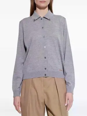 Versace Embroidered Wool Knit Cardigan