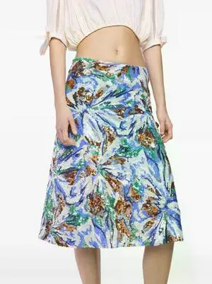 Rabanne Floral-print Sequin-embellished Midi Skirt