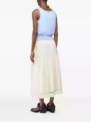 Rabanne Floral-embroidery Tank Top - Blue
