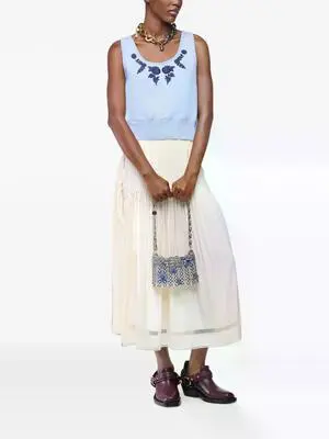 Rabanne Floral-embroidery Tank Top - Blue