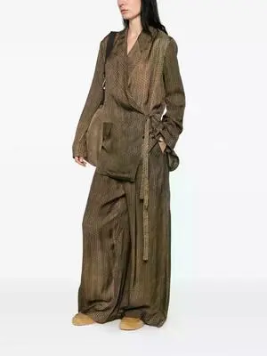 UMA WANG Geometric Pattern Tie Waist Jacket - Neutrals