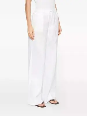 TWINSET Wide Leg Linen Trousers - White