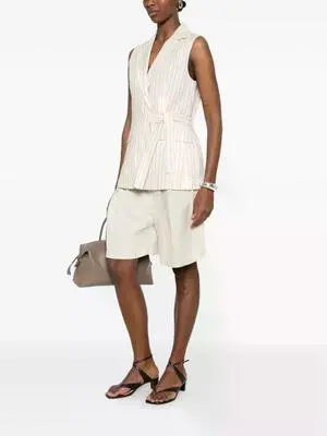 Peserico Striped Tie-waist Sleeveless Vest - Neutrals