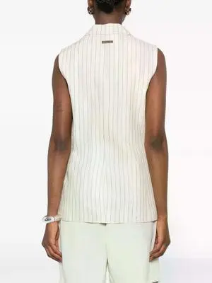 Peserico Striped Tie-waist Sleeveless Vest - Neutrals