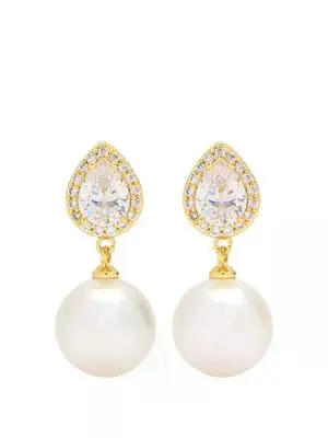 SELF-PORTRAIT Faux Pearl Embellished Drop Earrings - Gold