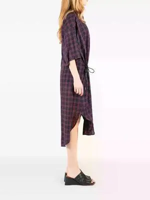 SOCIETE ANONYME Checked Tie Waist Midi Dress