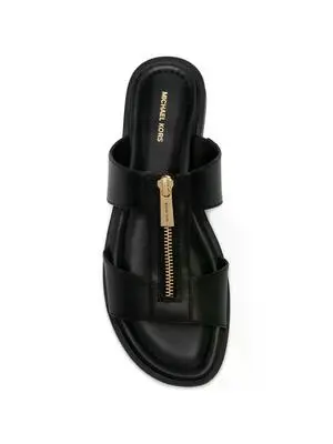 Michael Kors Berkley Zip Leather Sandals - Black