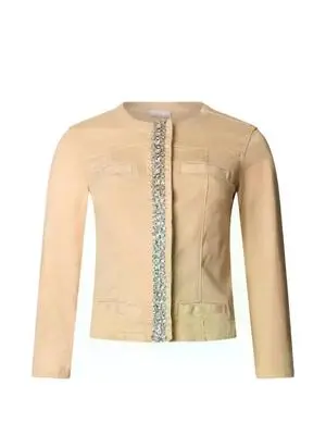 Liu Jo Cream Beige Jacket With Jewel Embellishments - Neutrals