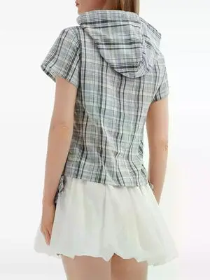 MINI CREAM Hooded Checkered Shirt