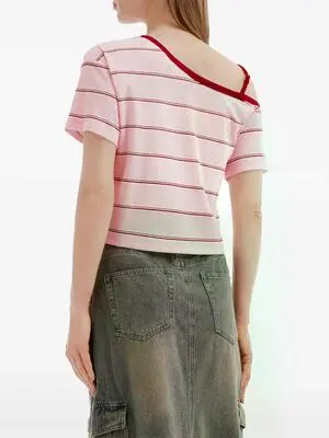 MINI CREAM Striped Cut-out Top
