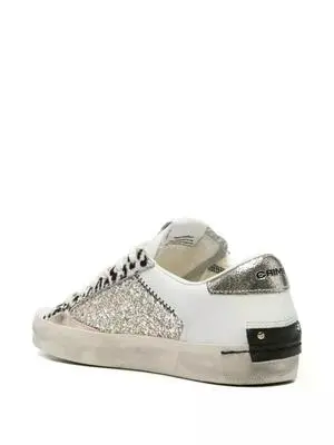 CRIME LONDON Animal-print Glitter Sneakers - White