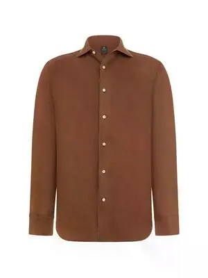 Boggi Milano Regular Fit Linen Shirt - Brown