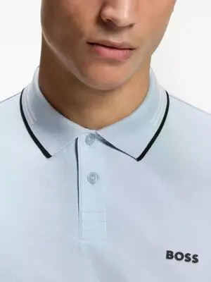 BOSS Stretch-cotton Slim-fit Polo Shirt With Branding And Stripes