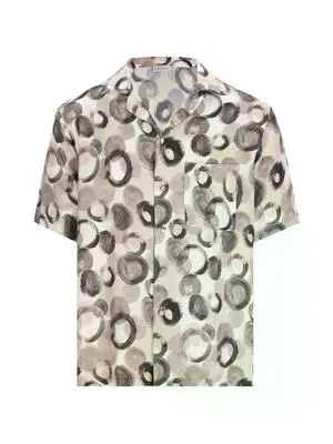 Tagliatore Graphic-print Patch-pocket Shirt - Grey
