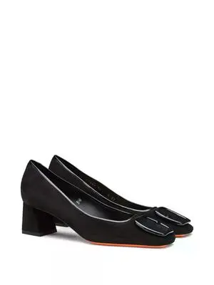 Santoni Suede Block Heel Pumps
