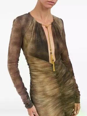 Elisabetta Franchi Necklace Detail Tulle Mini Dress