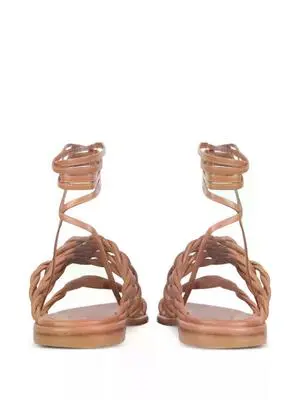 STUART WEITZMAN Calypso Braided Leather Flat Sandals