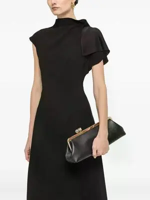 NISSA A-line Crepe Midi Dress - Black
