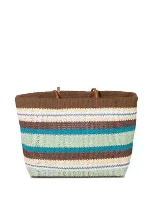 Miu Miu Raffia-effect Woven Tote Bag With Gold Tone Hardware - Brown