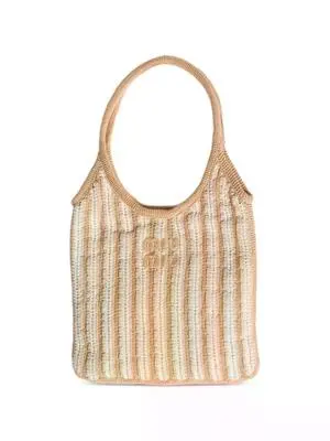 Miu Miu Ivy Crochet Shoulder Bag - Neutrals