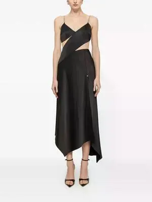NISSA Crystal-detail Midi Dress - Black