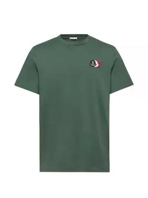 Moncler Embroidered Tricolour Logo T-shirt - Green