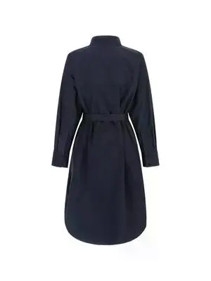 NUDE Open Collar Belted Shirt Dress - Blue
