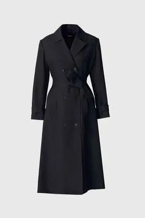 Mackage Lorna Wool Gabardine Maxi Trench Coat - Navy