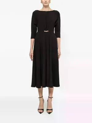 NISSA Pearl Detail Midi Dress - Black