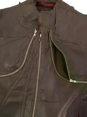 Ottolinger Zip Glazed Denim Jacket - Brown