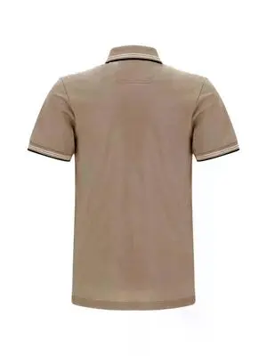 BOSS Stretch-cotton Slim-fit Polo Shirt With Branding And Stripes - Neutrals