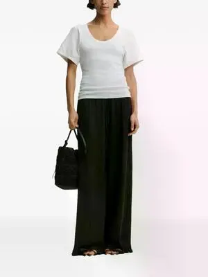 BY MALENE BIRGER Drawstring-waist Crinkled-finish Trousers - Black