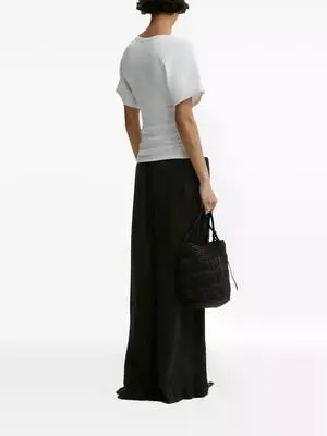 BY MALENE BIRGER Drawstring-waist Crinkled-finish Trousers - Black