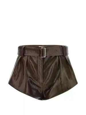 Magda Butrym Belted Leather Shorts - Brown