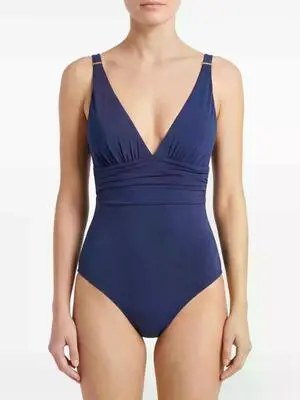 Melissa Odabash Panarea V-neck Strap Swimsuit - Blue