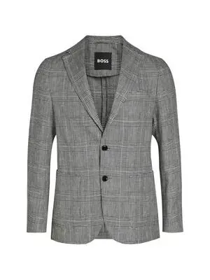 BOSS Plaid Single-breasted Blazer - Grey