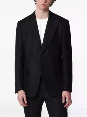 LARDINI Single-breasted Linen Blazer - Black