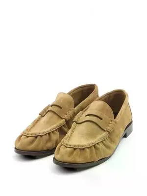 Saint Laurent Gathered Cassandre Loafers - Neutrals