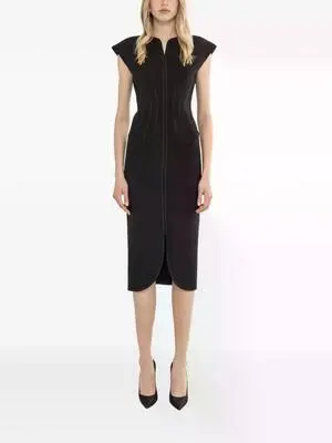 NISSA Sculpted Midi Dress - Black