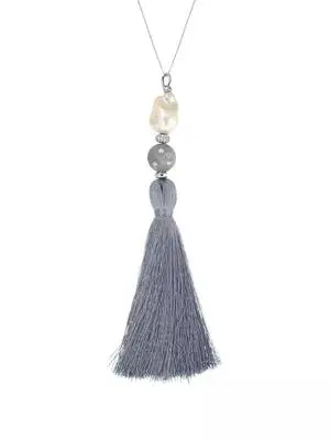 OBSIDIAN Tasseled Necklace - Silver