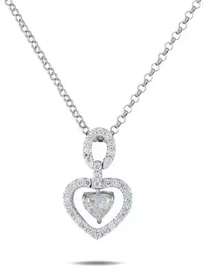 LB EXCLUSIVE Heart-pendant Diamond Necklace - Silver