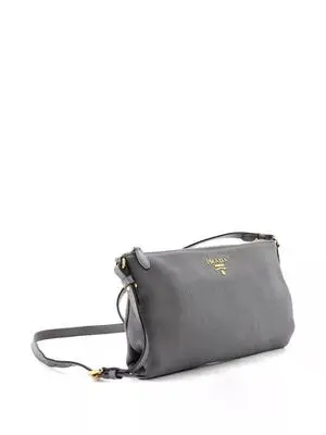 Prada Flat Zip Vitello Daino Mini Crossbody Bag - Grey