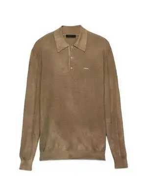 Prada Wool And Silk Polo Sweater - Neutrals
