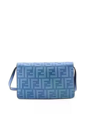 Fendi Ff Diamonds Wallet On Chain Embossed Shoulder Bag - Blue