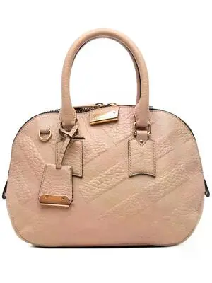 Burberry 2012-2025 Medium Heritage Grain Check Embossed Orchard Bowling Bag Satchel