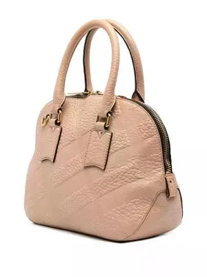 Burberry 2012-2025 Medium Heritage Grain Check Embossed Orchard Bowling Bag Satchel