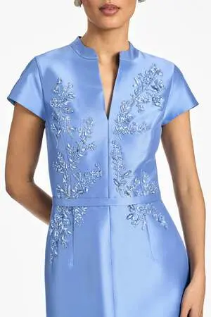 Sachin & Babi Embellished Mikado A-Line Gown Opal