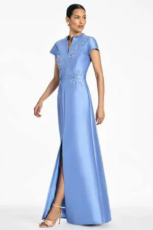 Sachin & Babi Embellished Mikado A-line Gown - Opal