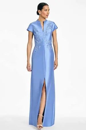 Sachin & Babi Embellished Mikado A-line Gown - Opal
